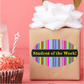 "Student of the Week!" + Stripes of Various Colors Oval Sticker | Zazzle