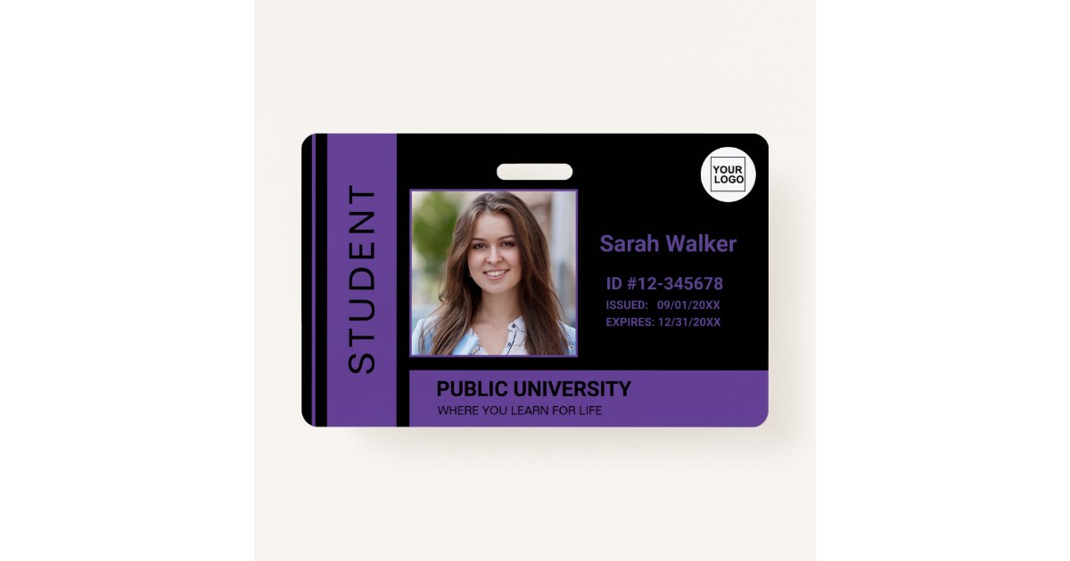 Student photo ID school university lilac Badge | Zazzle