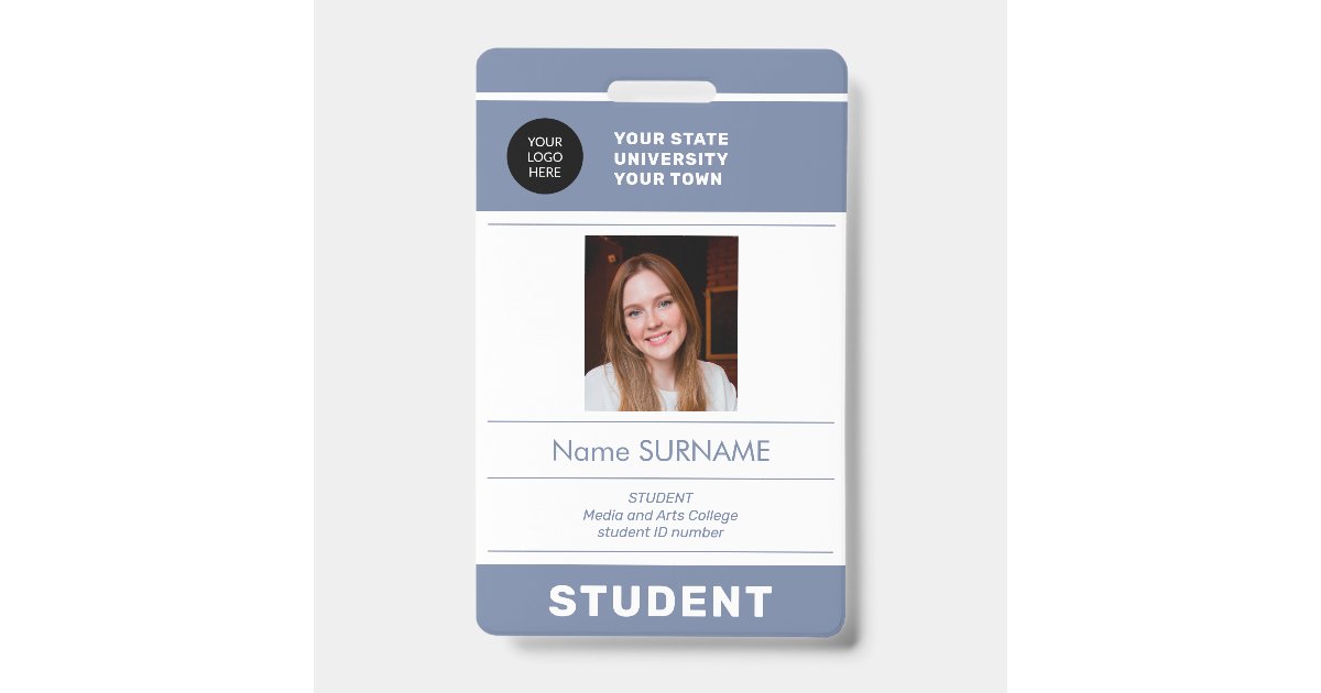 Student photo ID school university modern Badge | Zazzle