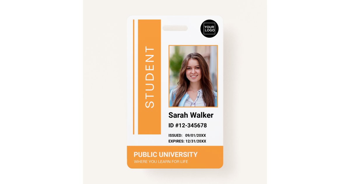 Student photo ID school university yellow Badge | Zazzle