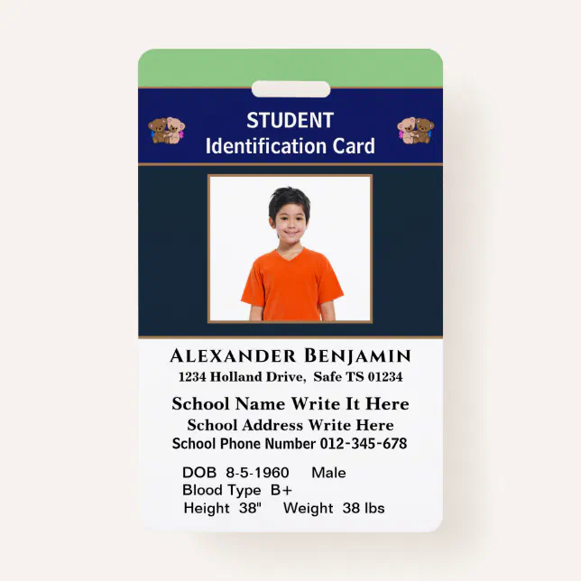 Student Photo School Id Identification Cards Badg Badge | Zazzle