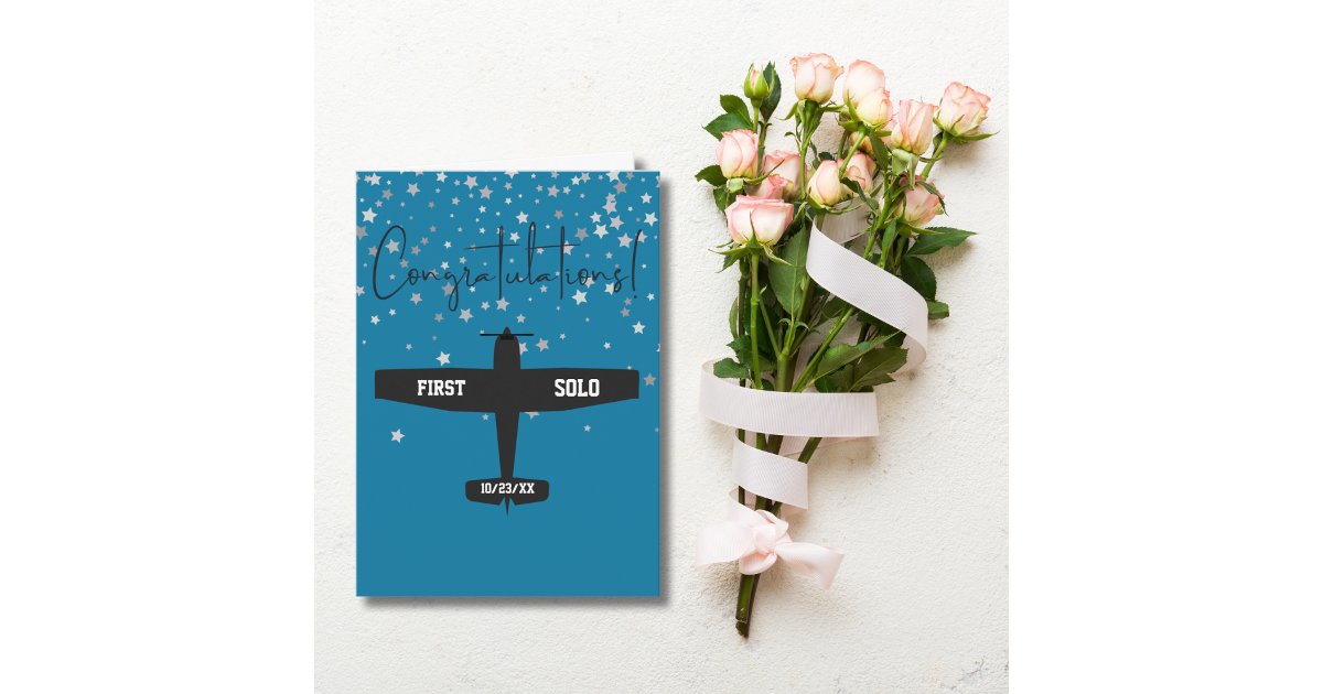 Student Pilot First Solo Airplane Congratulations Card | Zazzle