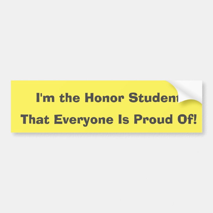 Student Proud Parent Honor Student Bumper Sticker | Zazzle