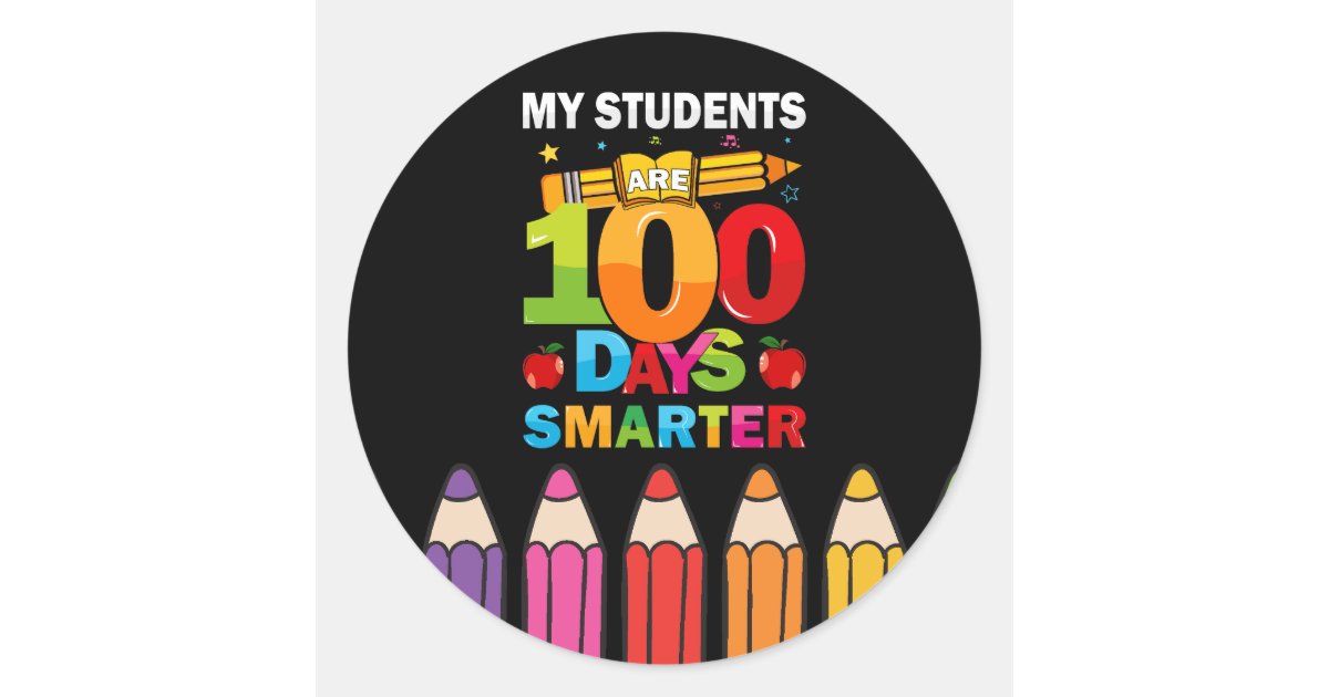 Students 100 Days Smarter Classic Round Sticker | Zazzle