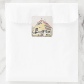 Study for Olbrich's House, Darmstadt, from 'Archit Square Sticker | Zazzle