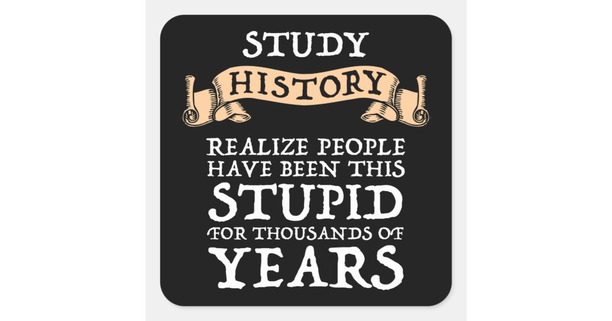 Study History - Realize People Have Been Stupid Square Sticker | Zazzle