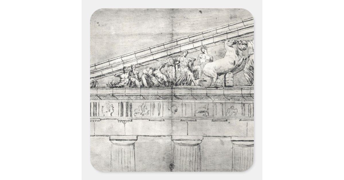Study of a pediment from the Parthenon Square Sticker | Zazzle