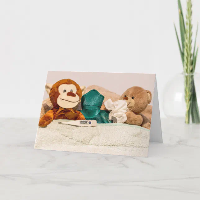 Stuffed Stuffed MonKey and Bear Get Well Card | Zazzle