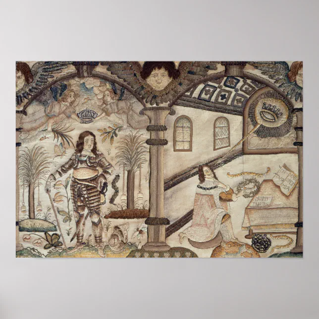 Stumpwork depicting Charles I and Charles II Poster | Zazzle