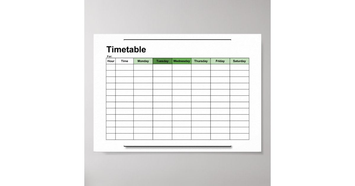 stundenplan,timetable,schedule, poster, english poster | Zazzle