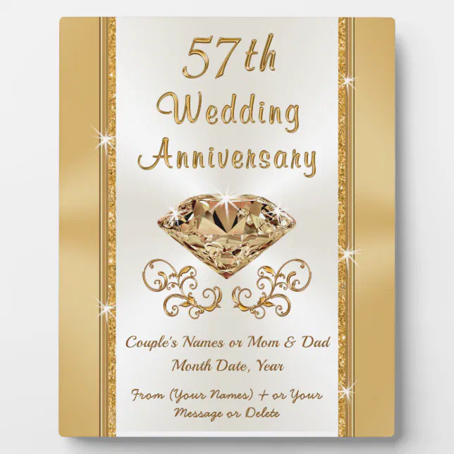 Stunning 57th Wedding Anniversary Gift Ideas Plaque | Zazzle