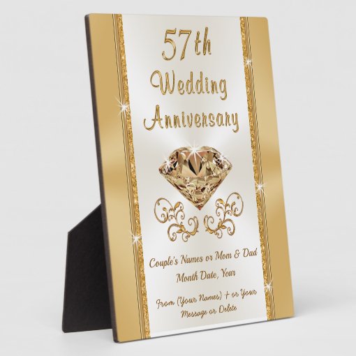 Stunning 57th Wedding Anniversary Gift Ideas Plaque | Zazzle