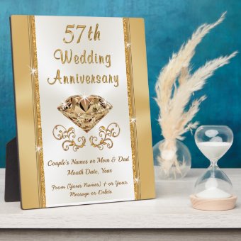 Stunning 57th Wedding Anniversary Gift Ideas Plaque | Zazzle