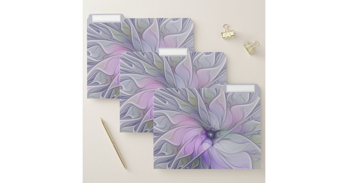 Stunning Beauty Modern Abstract Fractal Art Flower File Folder | Zazzle