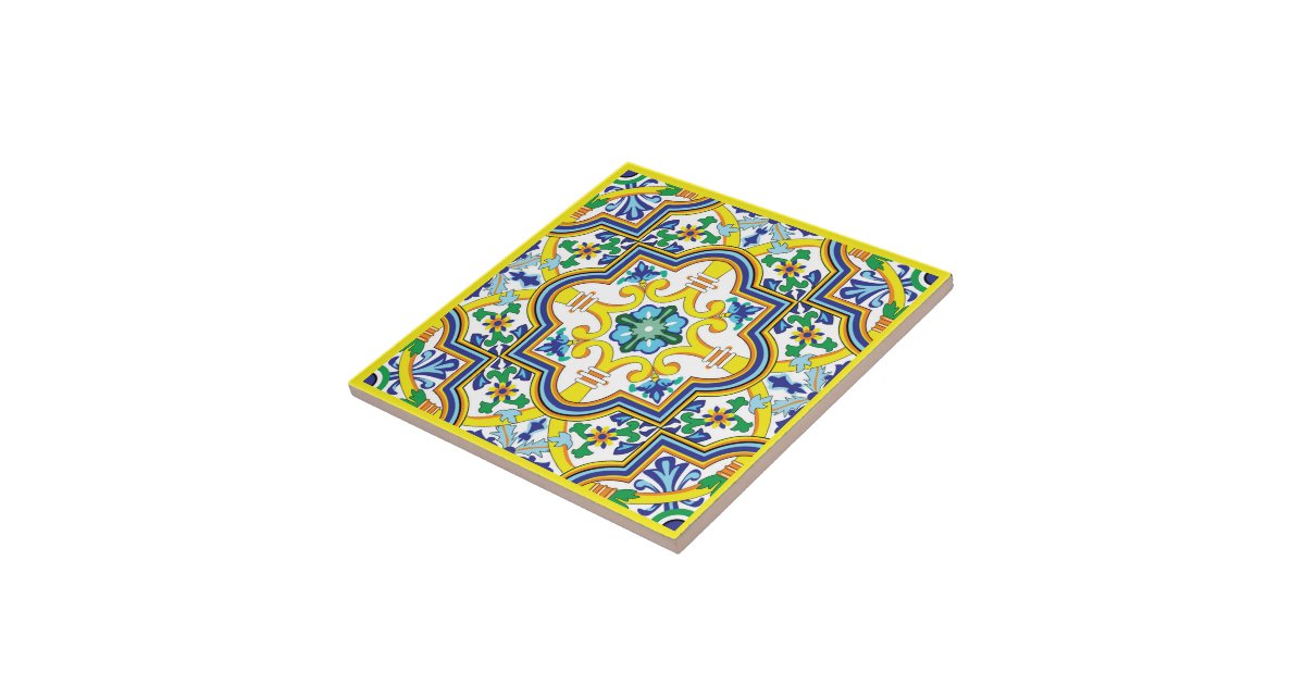Stunning blue and yellow Azulejos Ceramic Tile | Zazzle