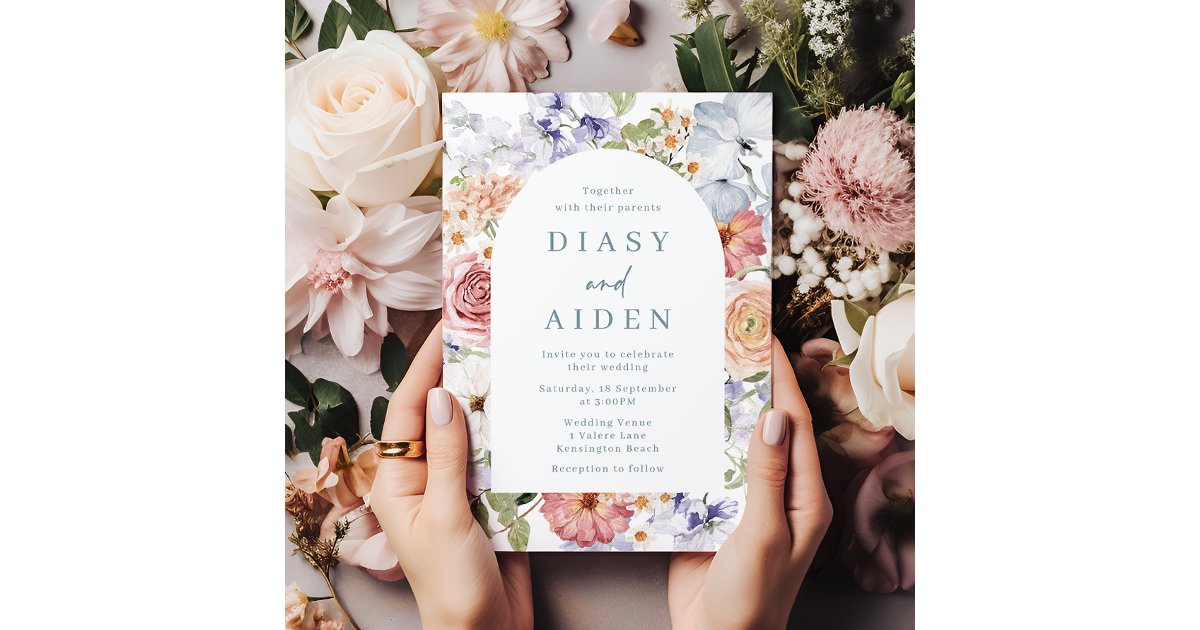 Stunning Botanical Floral Arch Wedding Invitation | Zazzle