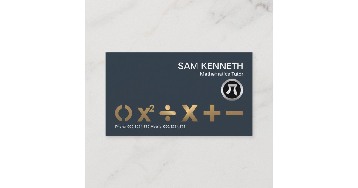 Stunning Bronze Math Symbols Mathematics Tutor Business Card | Zazzle