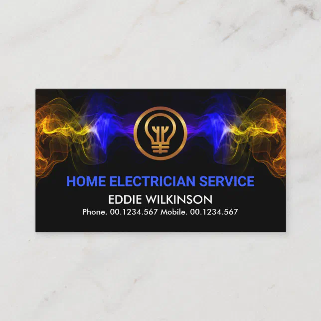 Stunning Colorful Electrical Lightning Electrician Business Card | Zazzle