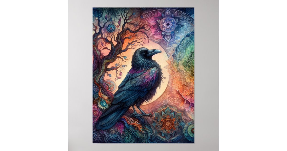 Stunning Crow Tree of Life Mandala Pagan Gothic Poster | Zazzle