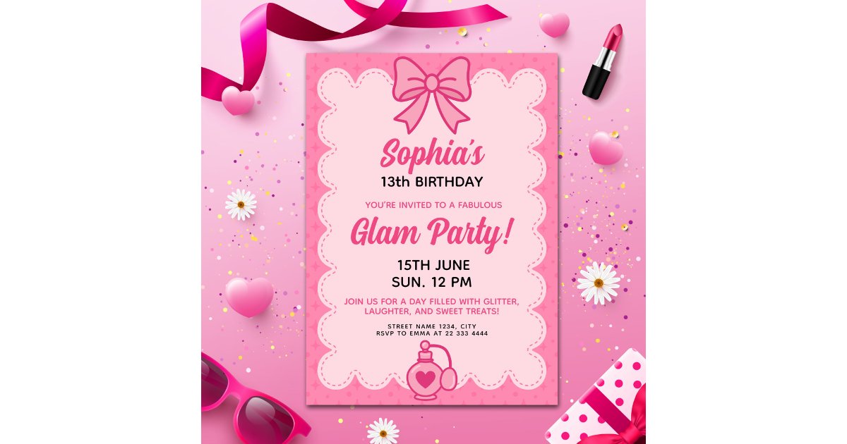 Stunning Customizable Pink Glam Birthday Template | Zazzle