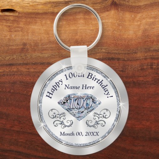 Stunning Diamond Cheap 100th Birthday Party Favors Keychain | Zazzle