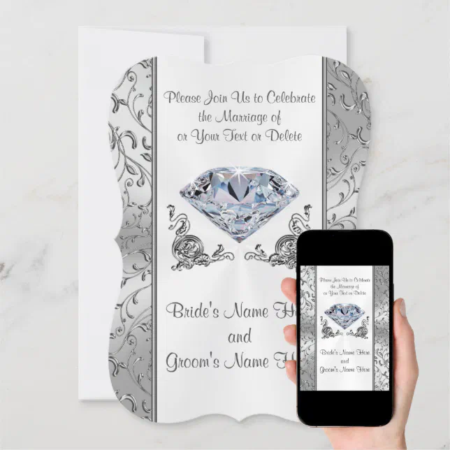 Stunning Diamond Wedding Invitations Your Text | Zazzle