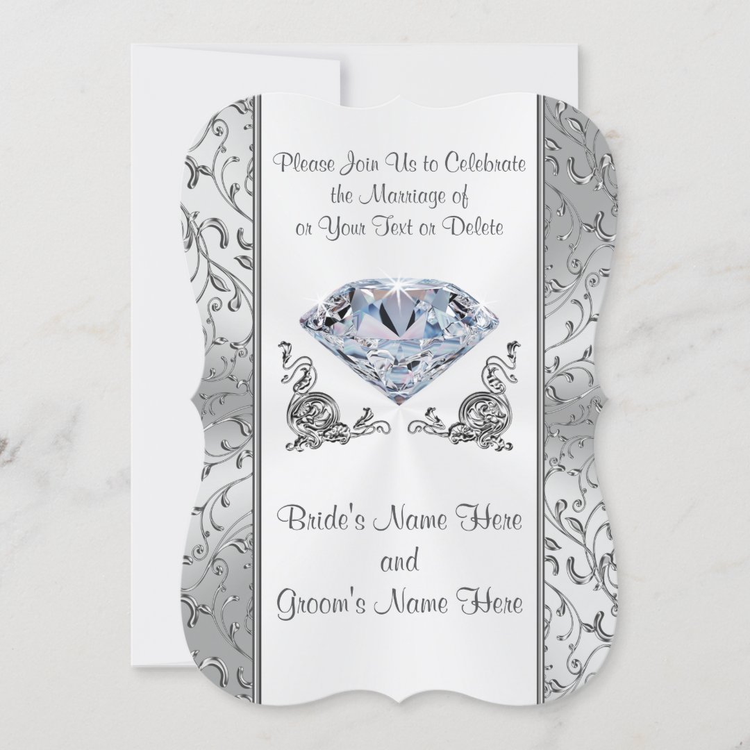Stunning Diamond Wedding Invitations Your Text | Zazzle