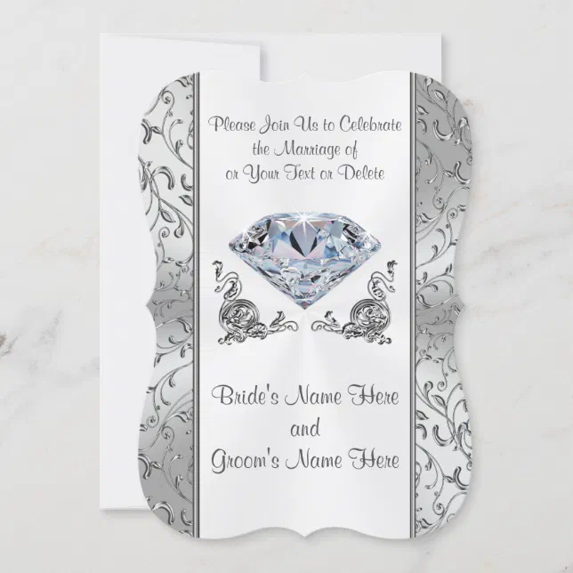 Stunning Diamond Wedding Invitations Your Text | Zazzle