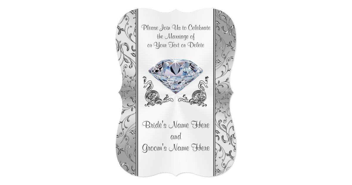 Stunning Diamond Wedding Invitations Your Text | Zazzle.com
