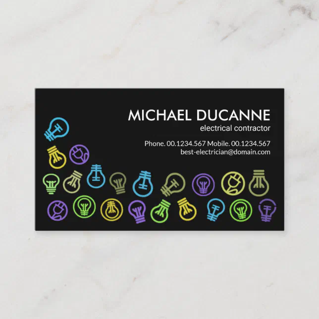 Stunning Electrical Light Bulbs Electrician Business Card | Zazzle