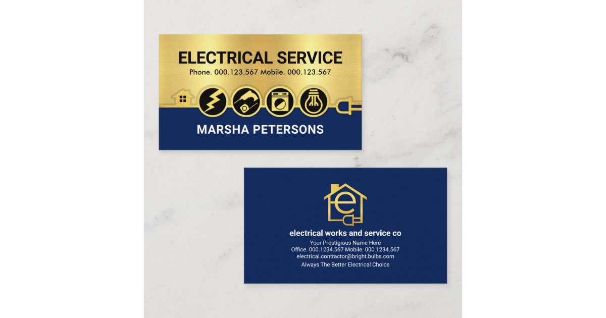 Stunning Gold Electrical Icons Power Business Card | Zazzle