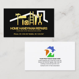 Stunning Gold Handyman Tools Rooftop Business Card | Zazzle