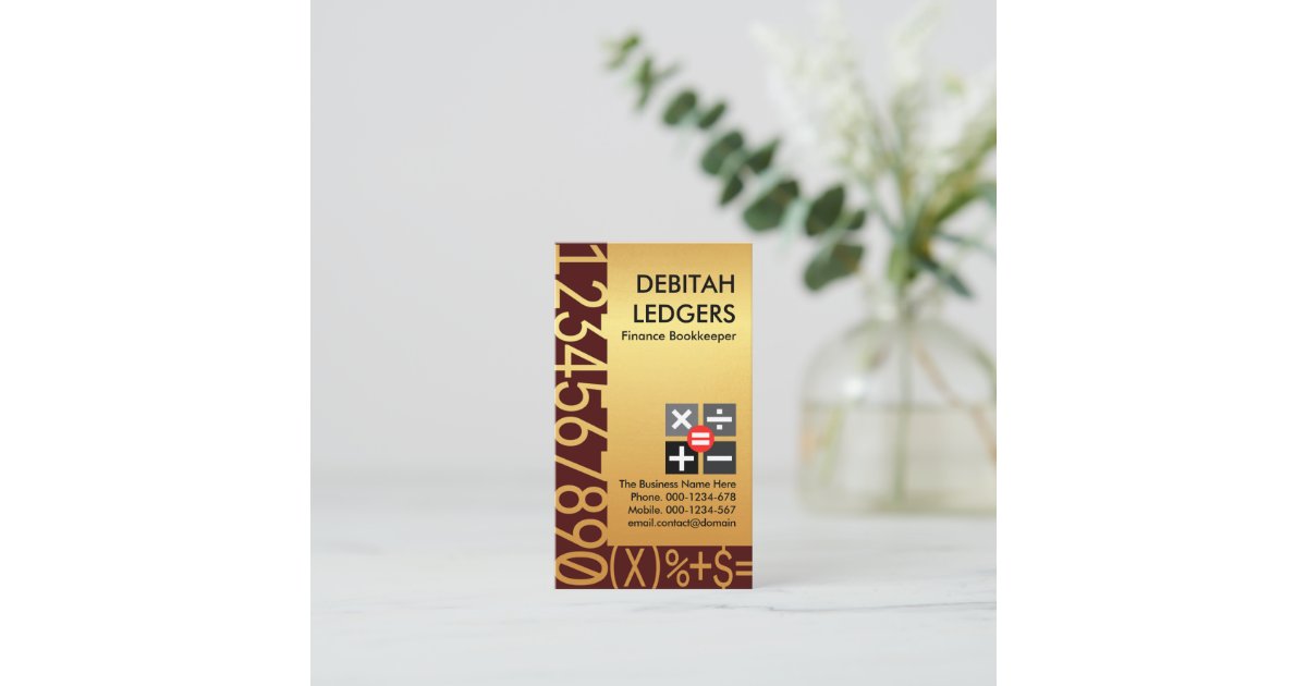 Stunning Gold Numbers Bookkeeping Business Card | Zazzle