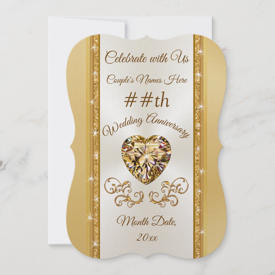 Stunning Golden Wedding Anniversary Invitations | Zazzle
