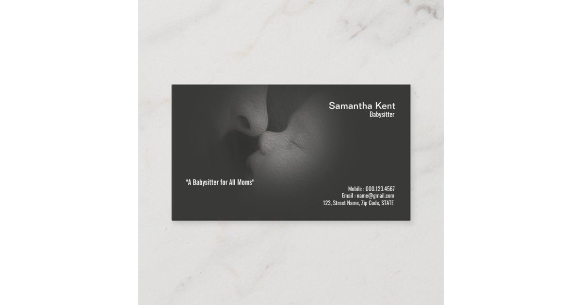 Stunning Monochrome Mom Baby Nanny Business Card | Zazzle
