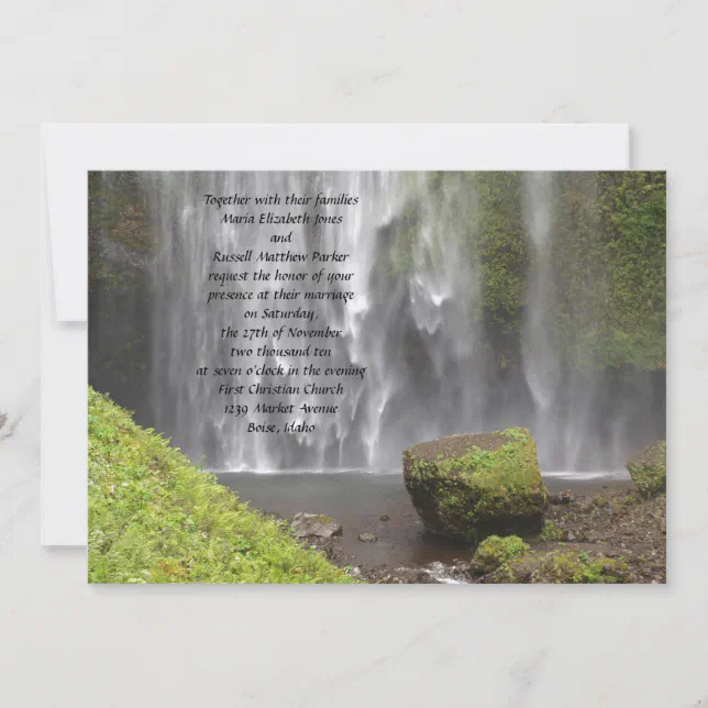 Stunning Oregon Waterfall Wedding Invitation | Zazzle