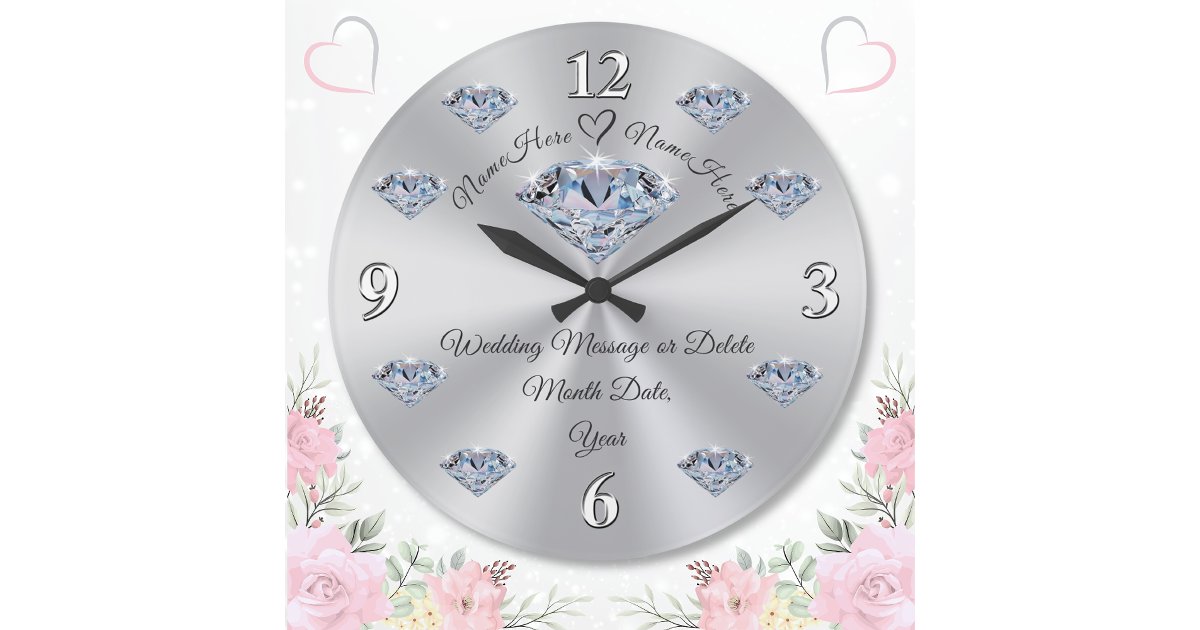 Stunning Personalised Wedding Presents, Wedding Large Clock | Zazzle