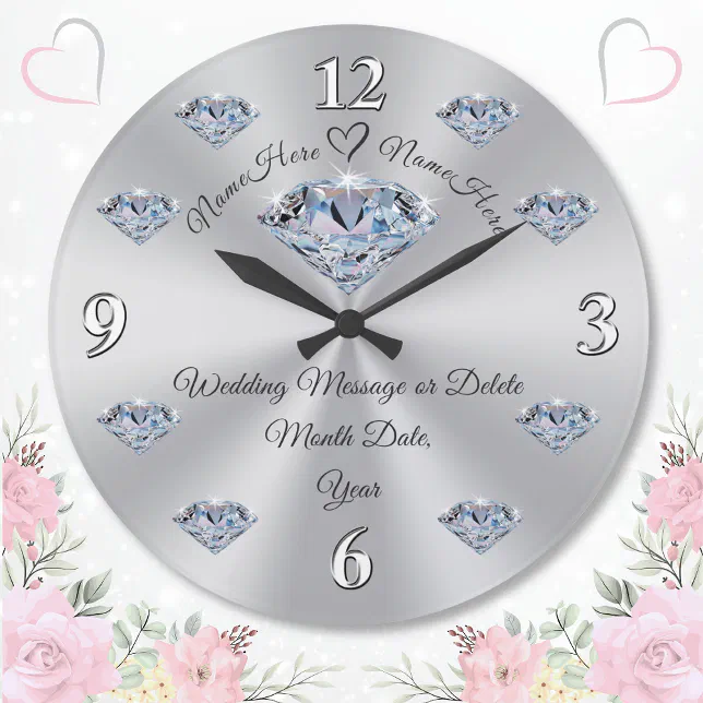 Stunning Personalised Wedding Presents, Wedding Large Clock | Zazzle
