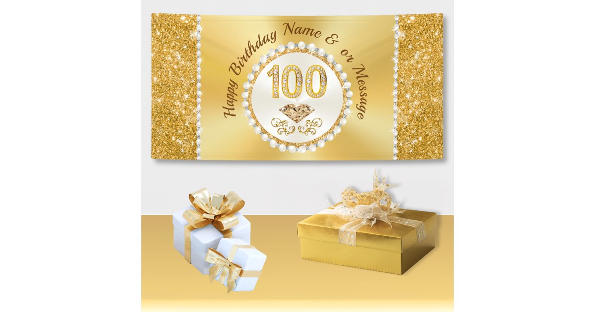 Stunning Personalized, 100th Birthday Banners | Zazzle