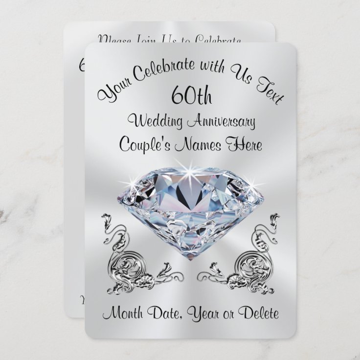 Stunning Personalized 60th Diamond Invitations | Zazzle