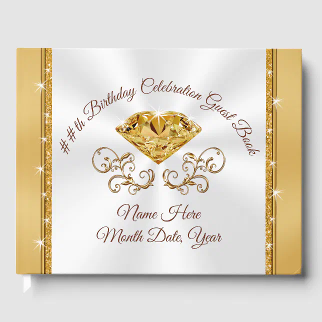 Stunning Personalized Birthday Guest Book Any YEAR | Zazzle