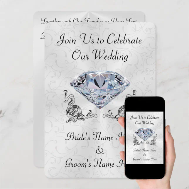 Stunning Personalized Diamond Wedding Invitations | Zazzle