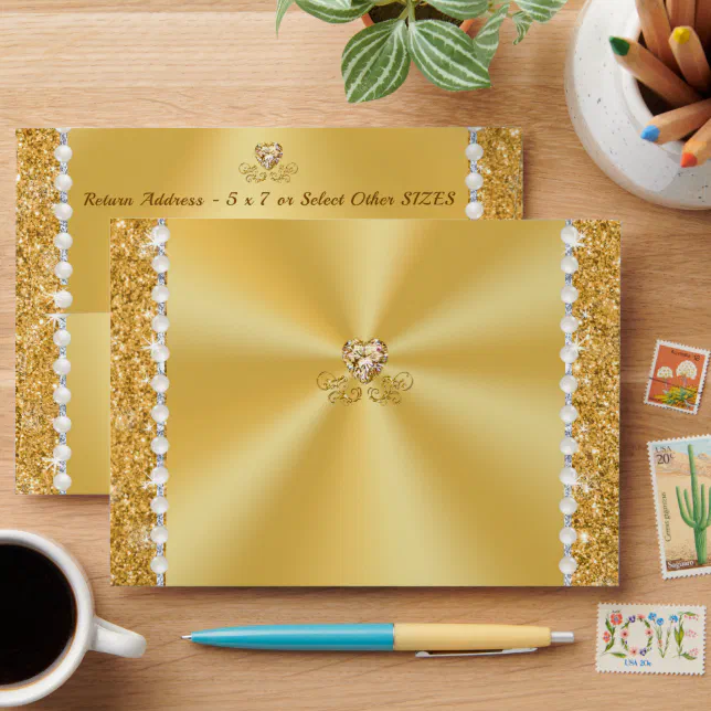 Stunning Personalized, Gold Envelopes, Choose SIZE Envelope | Zazzle