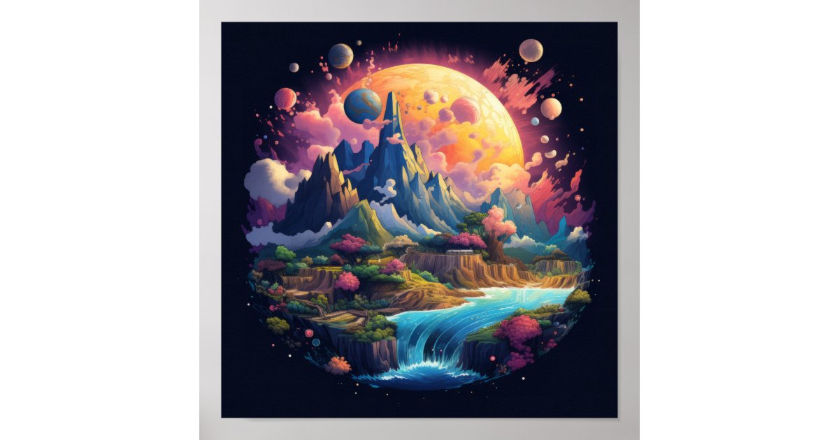 Stunning Planet Earth Artistic Illustration for Ki Poster | Zazzle