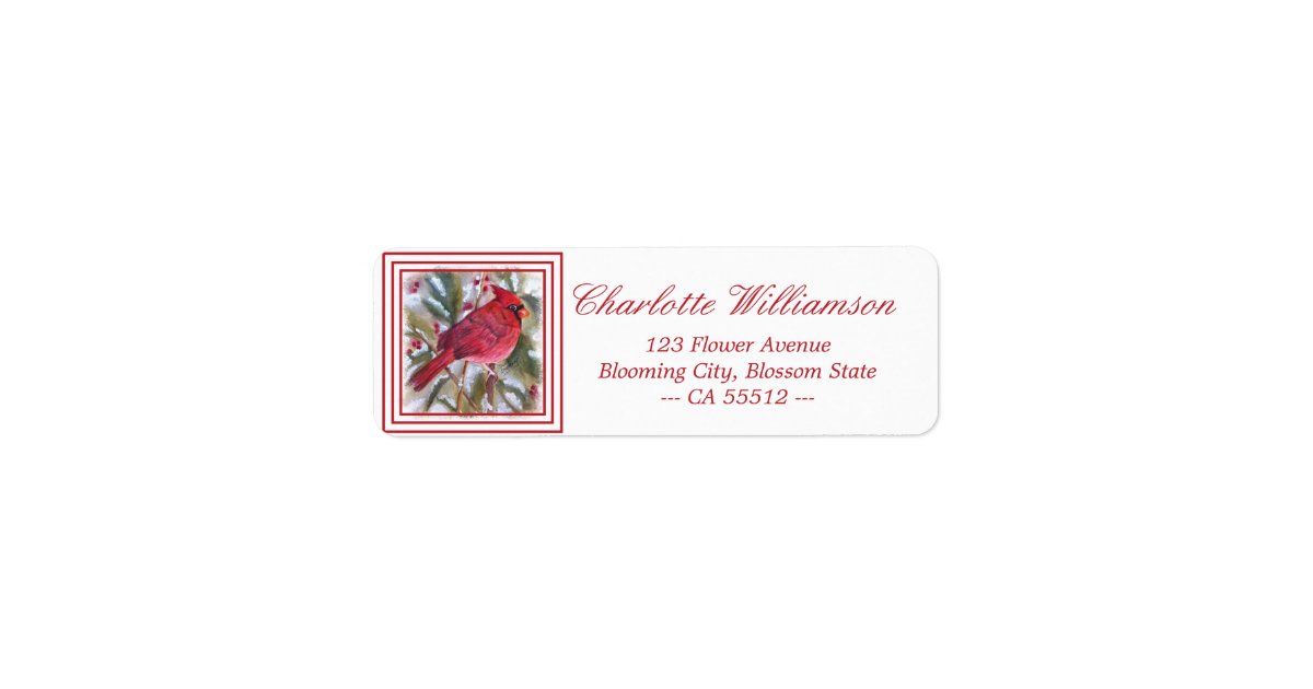 Stunning Red Cardinal Bird Label | Zazzle