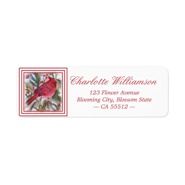 Stunning Red Cardinal Bird Label | Zazzle