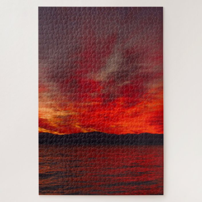 Stunning Red Sunset Reflection Large Puzzle | Zazzle.com