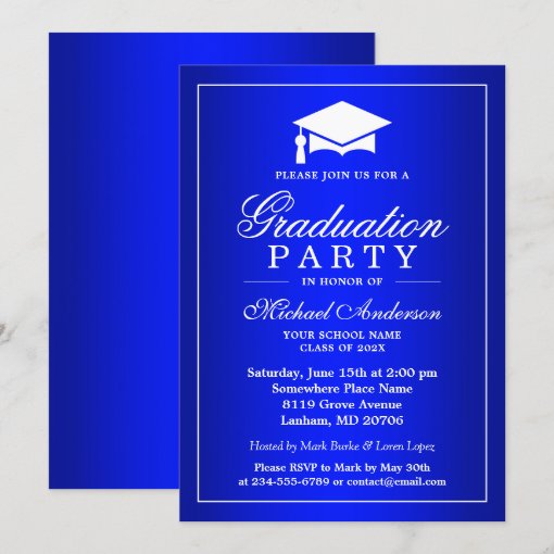 Stunning Royal Blue Gradient Graduate Graduation Invitation | Zazzle