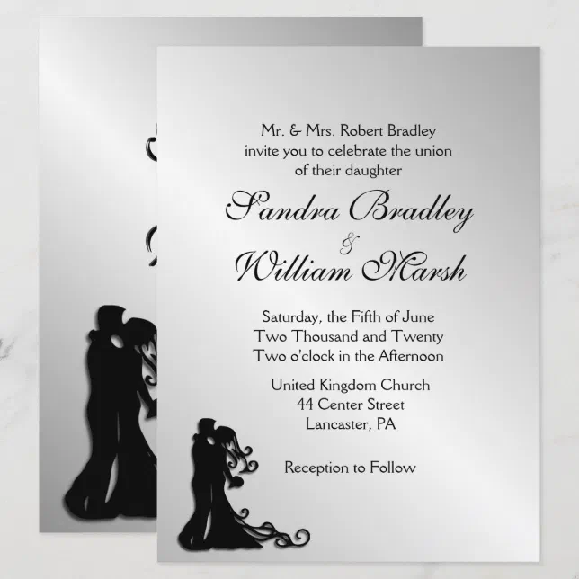 Stunning Silver Wedding Invitation | Zazzle