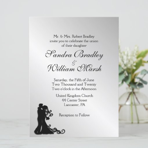 Stunning Silver Wedding Invitation | Zazzle